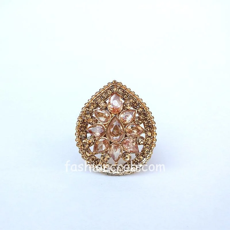 Adjustable Bridal Polki Ring | FashionCrab.com