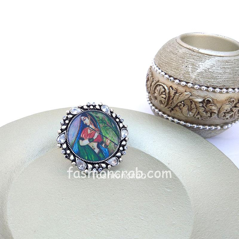 Big Handmade Oxidised Silver Digital Finger Ring - FashionCrab.com