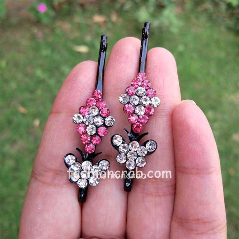 Dark Pink Crystal Hair Pins for Wedding | FashionCrab.com