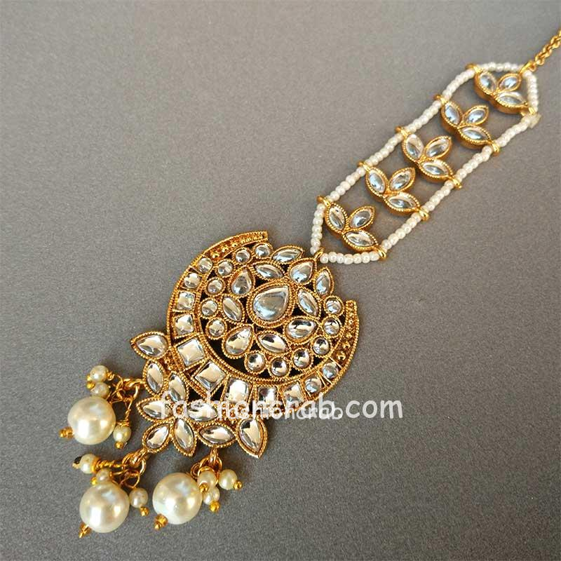 Ethnic Pearl Kundan Maang Tikka | FashionCrab.com