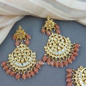 Heavy Earrings with Maang Tikka for Wedding FashionCrab