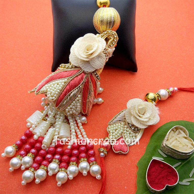 Traditional Pearl Lumba Rakhi Set | FashionCrab.com
