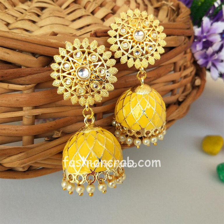 Grey Traditional Jhumka Earring for Wedding | FashionCrab.com
