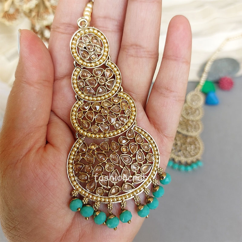Rani Maang Tikka Set – Sea Green | FashionCrab.com