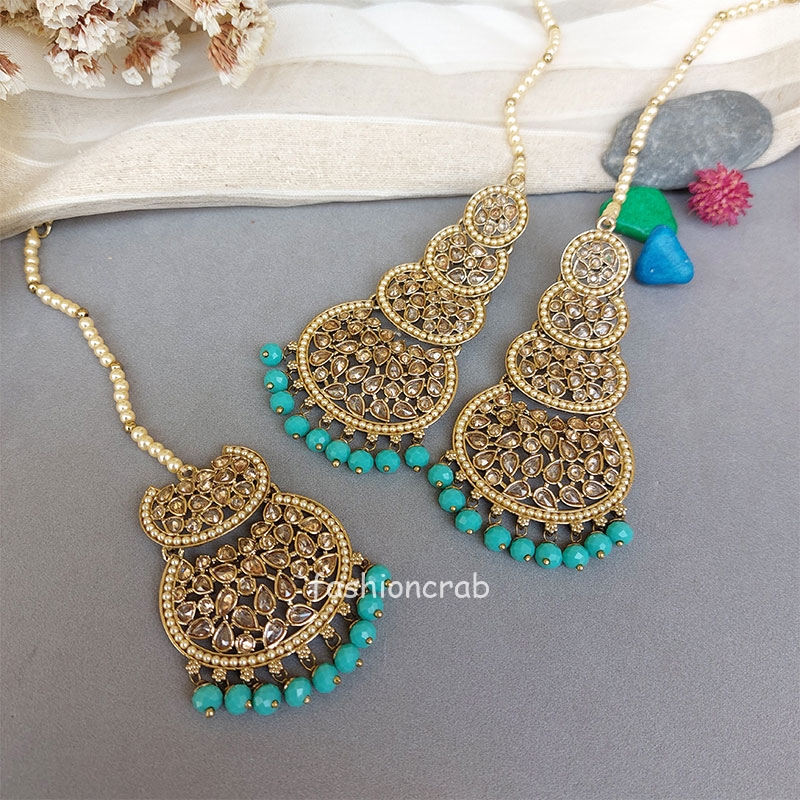 Rani Maang Tikka Set – Sea Green | FashionCrab.com
