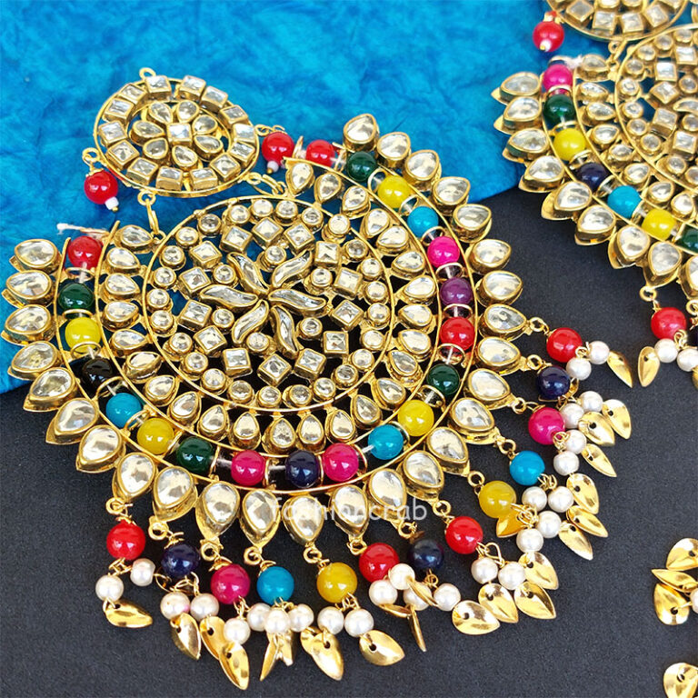 Big Punjabi Tikka Set with Earrings for Women - Multicolour ...