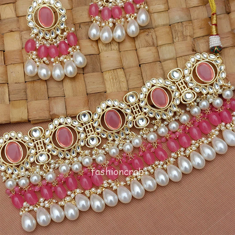 Traditional Light Pink Choker Necklace | FashionCrab.com
