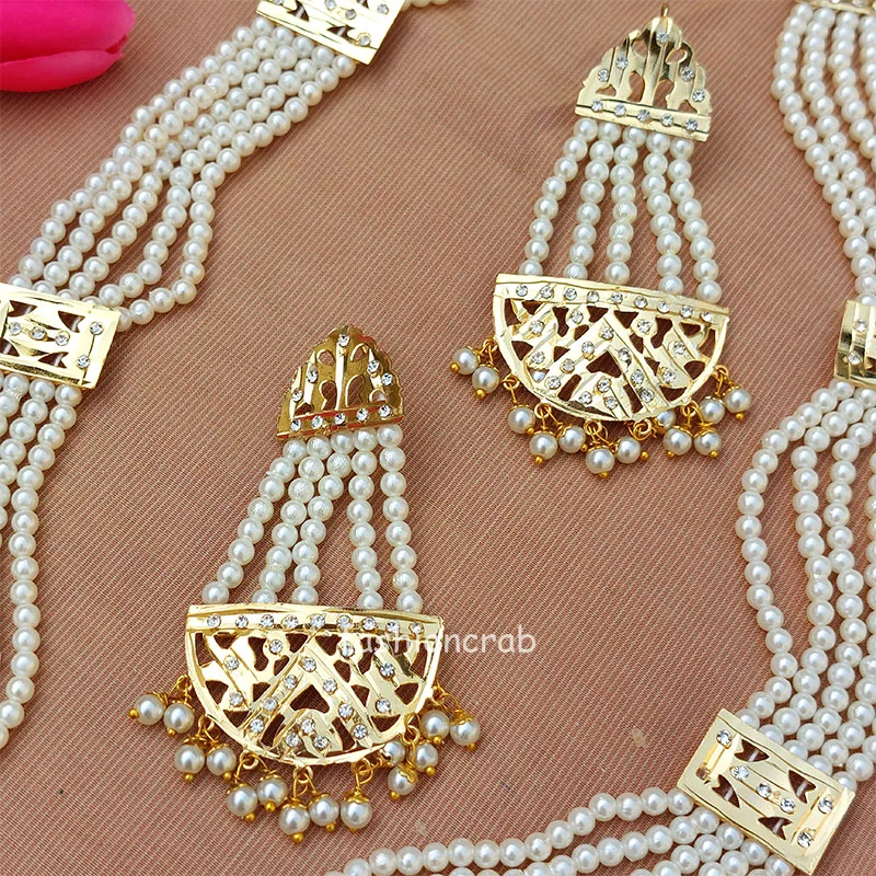 White Color Pearl Rani Haar for Bride FashionCrab