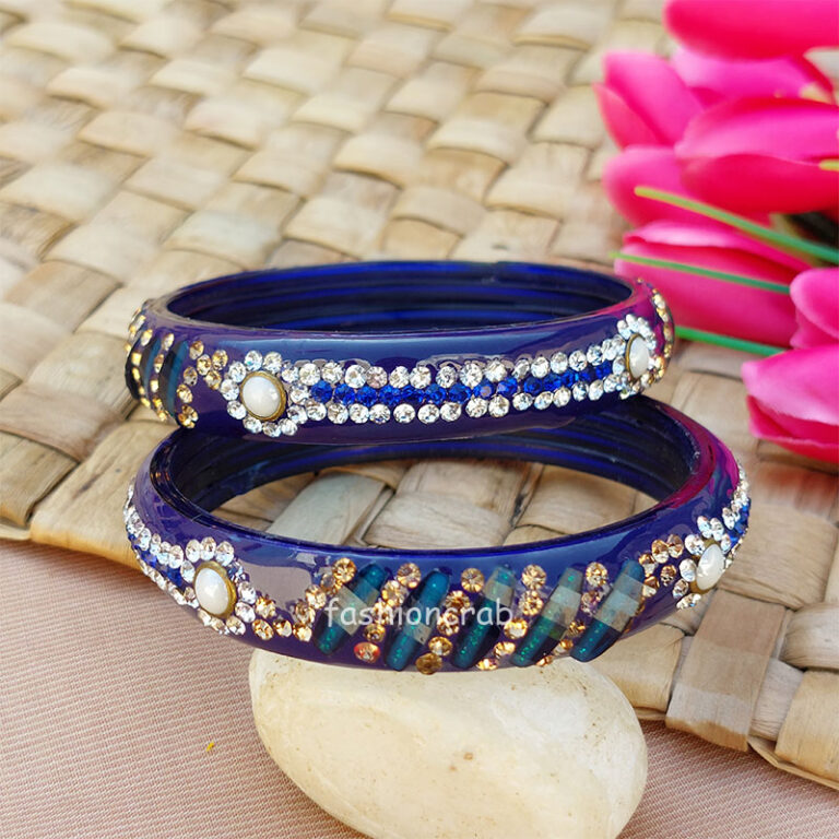 Blue Glass Kada Bangles | FashionCrab.com
