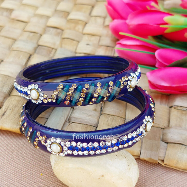 Blue Glass Kada Bangles | FashionCrab.com