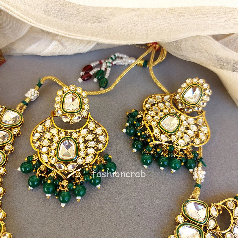 Traditional Green Kundan Necklace | FashionCrab.com