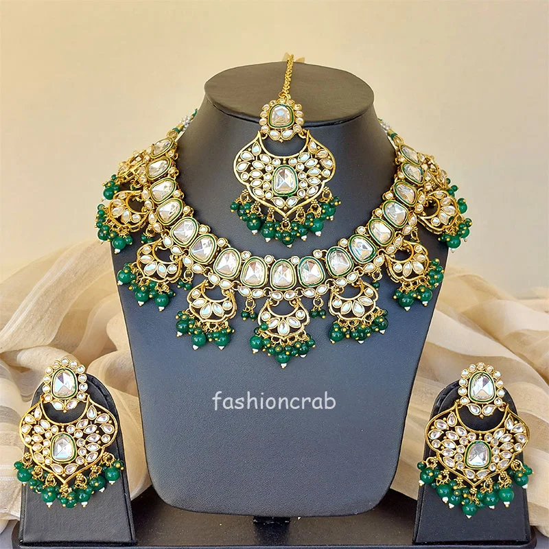 Traditional Green Kundan Necklace | FashionCrab.com
