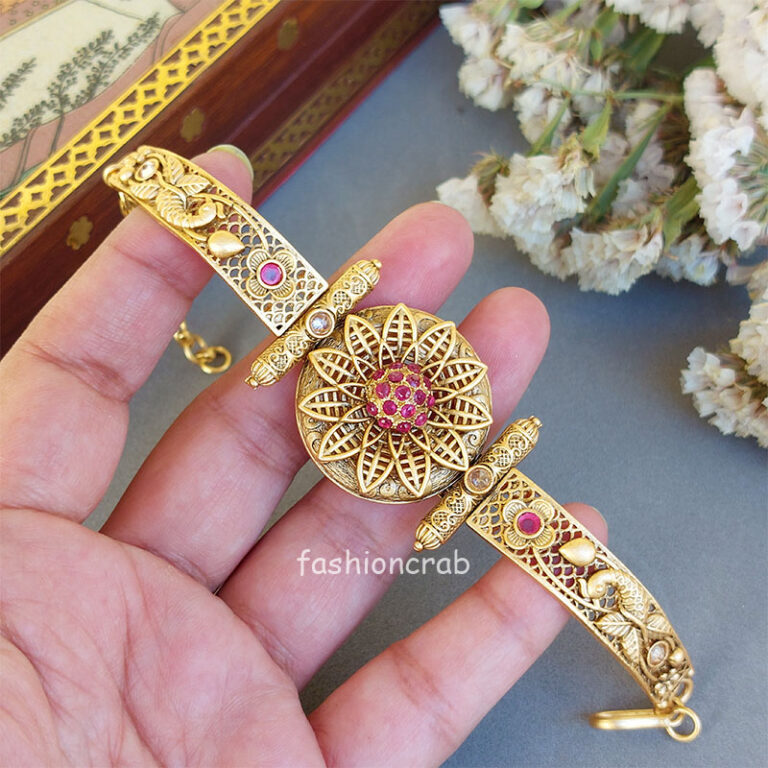 Designer Golden Bracelet for Wife - Pink | FashionCrab.com