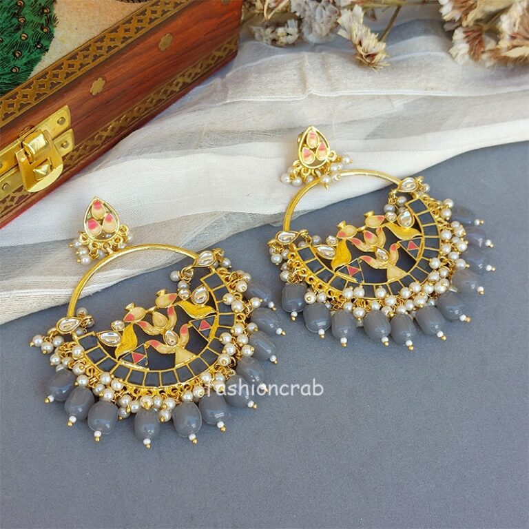 Grey Pearl Meenakari Earring | FashionCrab.com