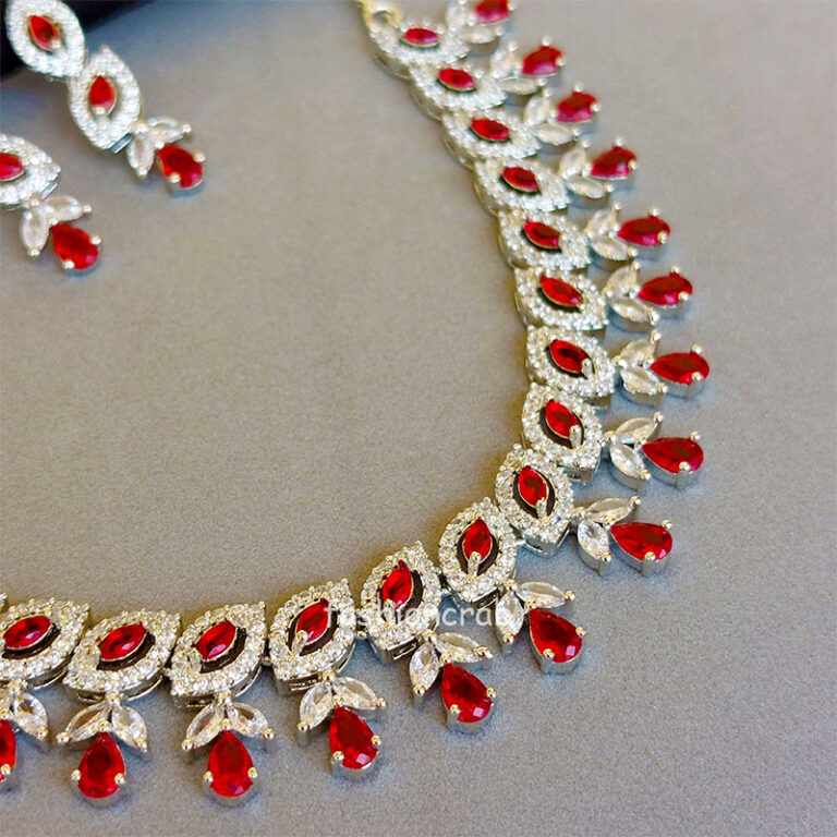 Red American Diamond Jewellery Set | FashionCrab.com