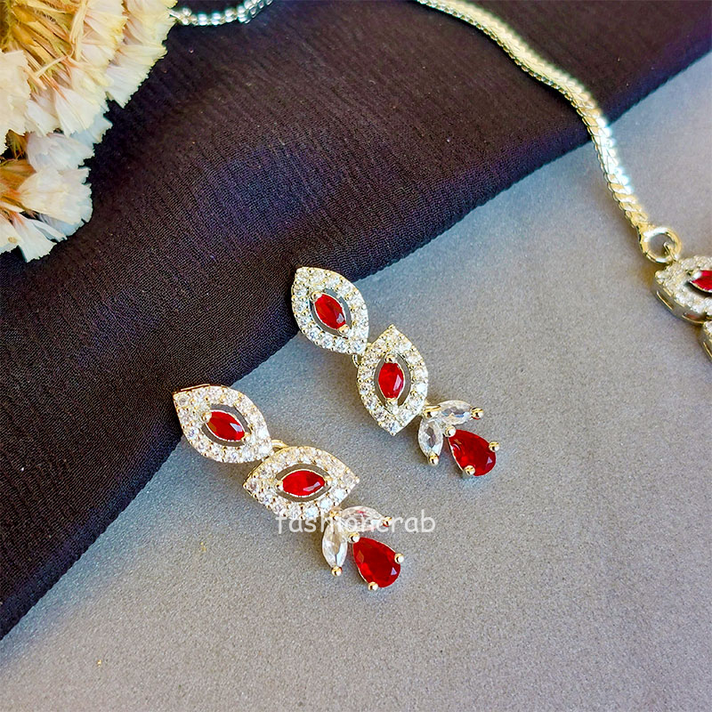 Red American Diamond Jewellery Set | FashionCrab.com