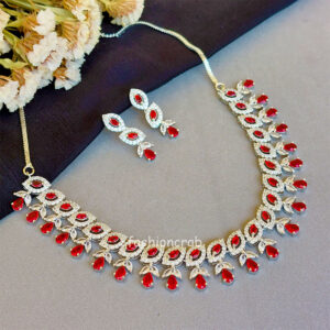 Red American Diamond Jewellery Set | FashionCrab.com