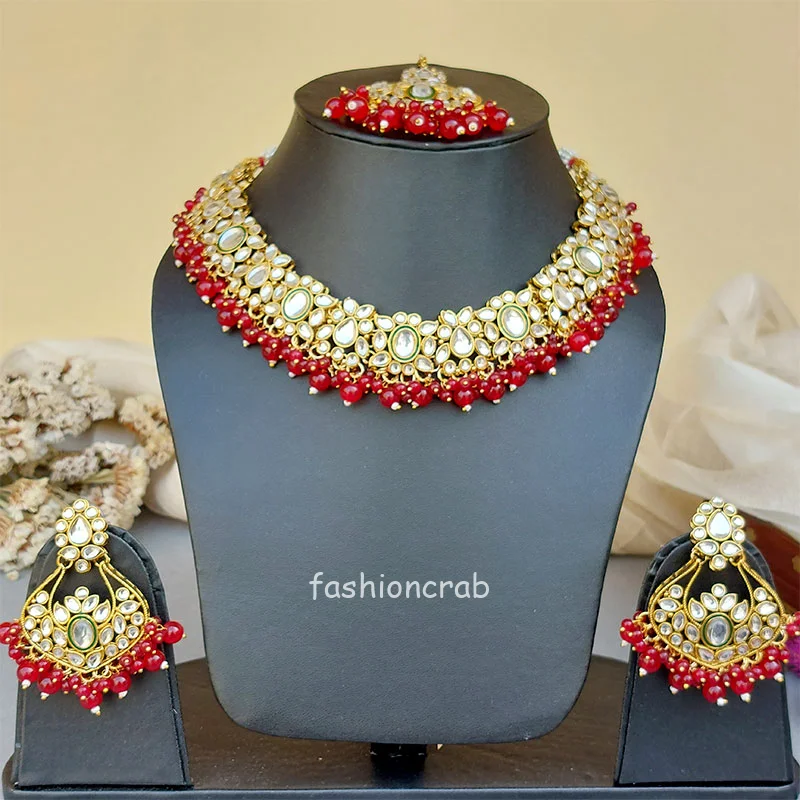 Maroon Colour Jewellery Set for Wedding | FashionCrab.com