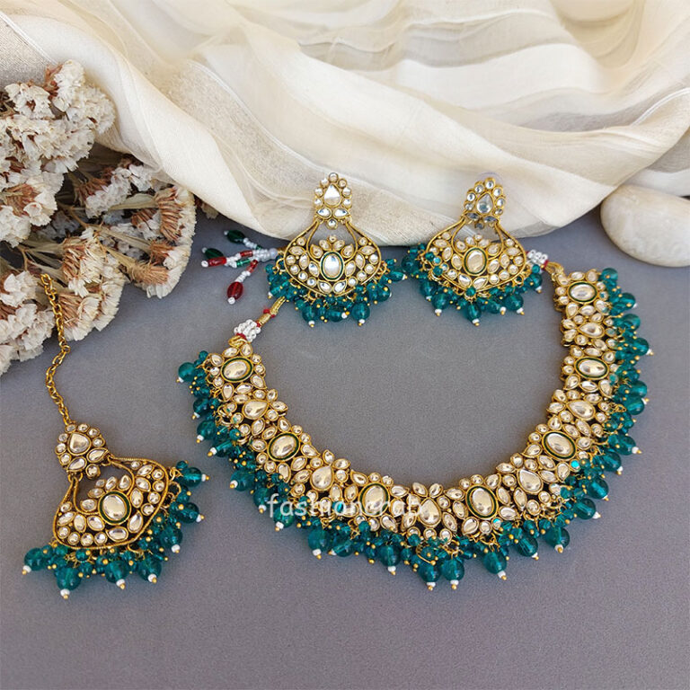 Peacock Green Colour Jewellery Set for Wedding | FashionCrab.com