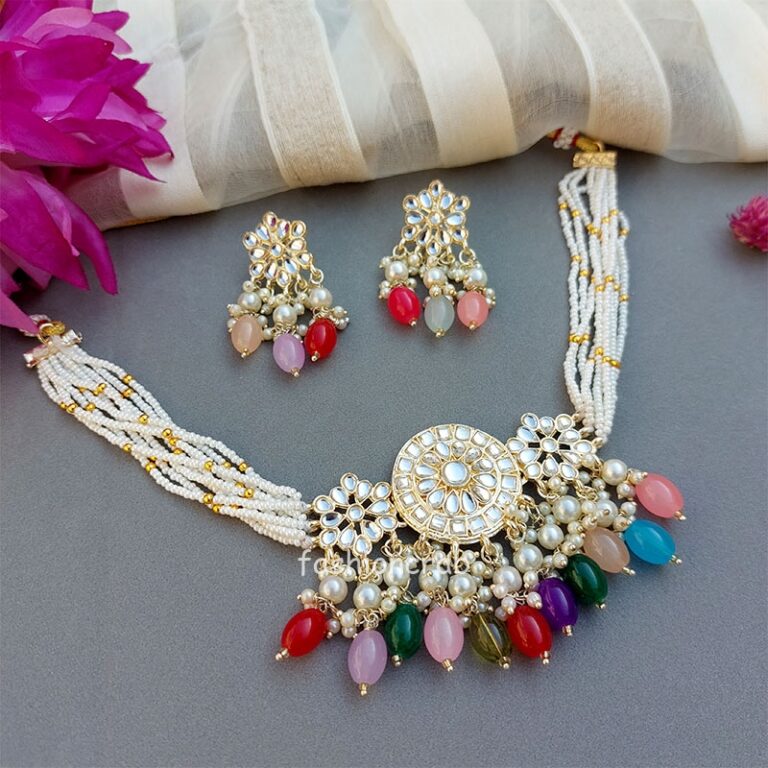 Single Layer Kundan Necklace Set | FashionCrab.com