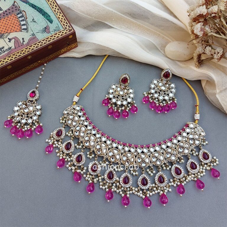 Maroon Colour Jewellery Set for Wedding | FashionCrab.com