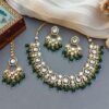 Sameera Kundan Necklace Set - Emerald Green | FashionCrab.com