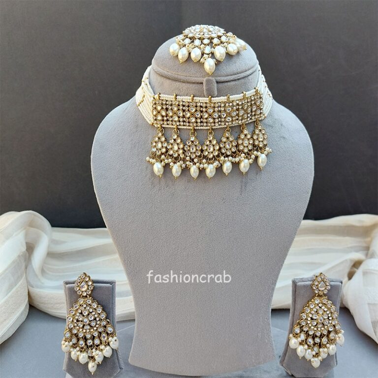 Kundan Bridal Jewellery for Bride - White | FashionCrab.com