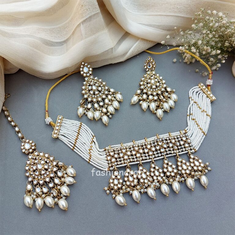 Kundan Bridal Jewellery for Bride - White | FashionCrab.com