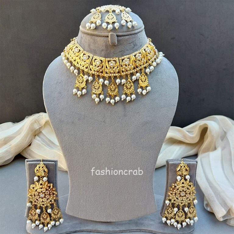 White Color Jadau Jewellery Set | FashionCrab.com