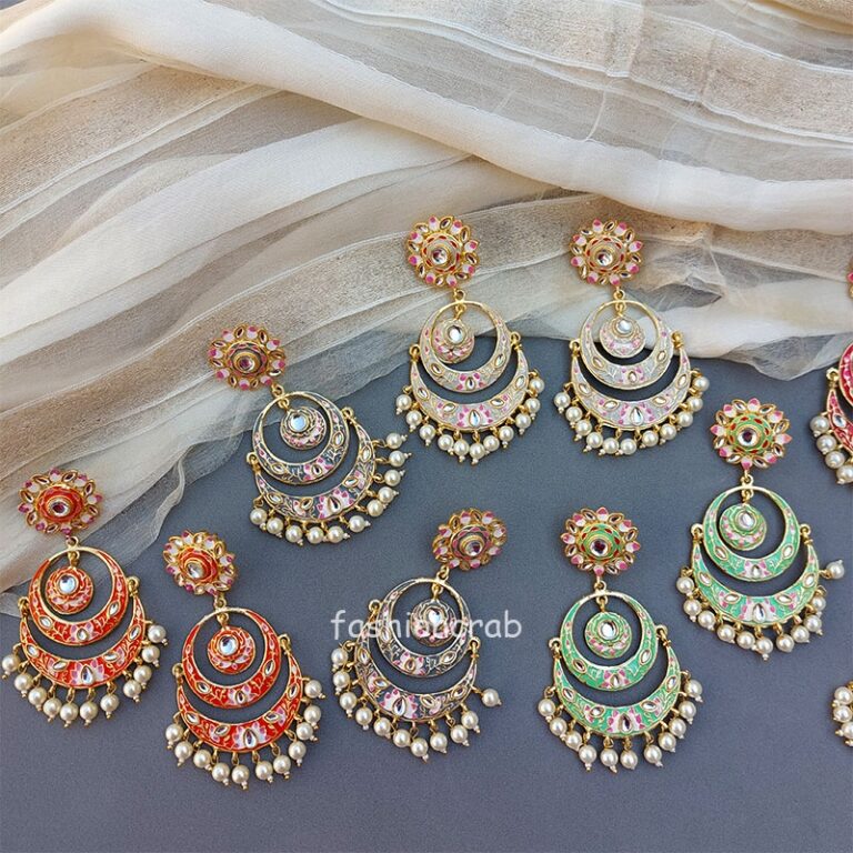 10 Assorted Meenakari Earrings - Earrings Combo Set of 10 | FashionCrab.com