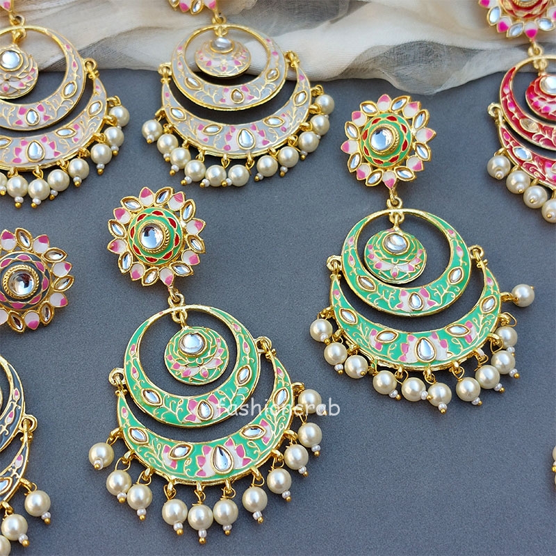 10 Assorted Meenakari Earrings - Earrings Combo Set of 10 | FashionCrab.com