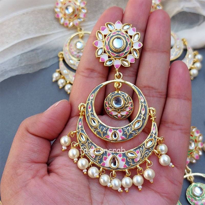 10 Assorted Meenakari Earrings - Earrings Combo Set of 10 | FashionCrab.com