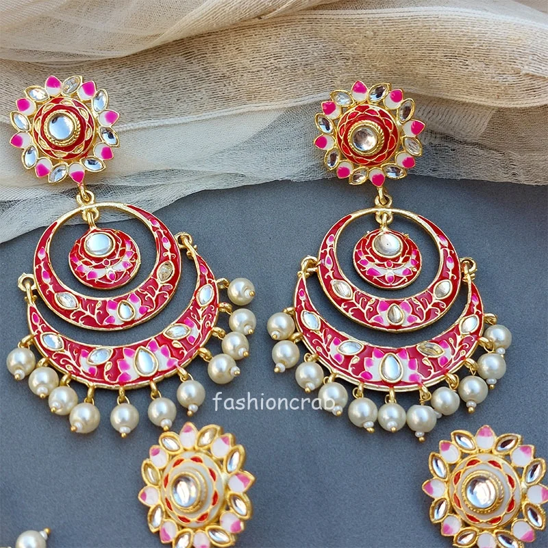 10 Assorted Meenakari Earrings - Earrings Combo Set of 10 | FashionCrab.com