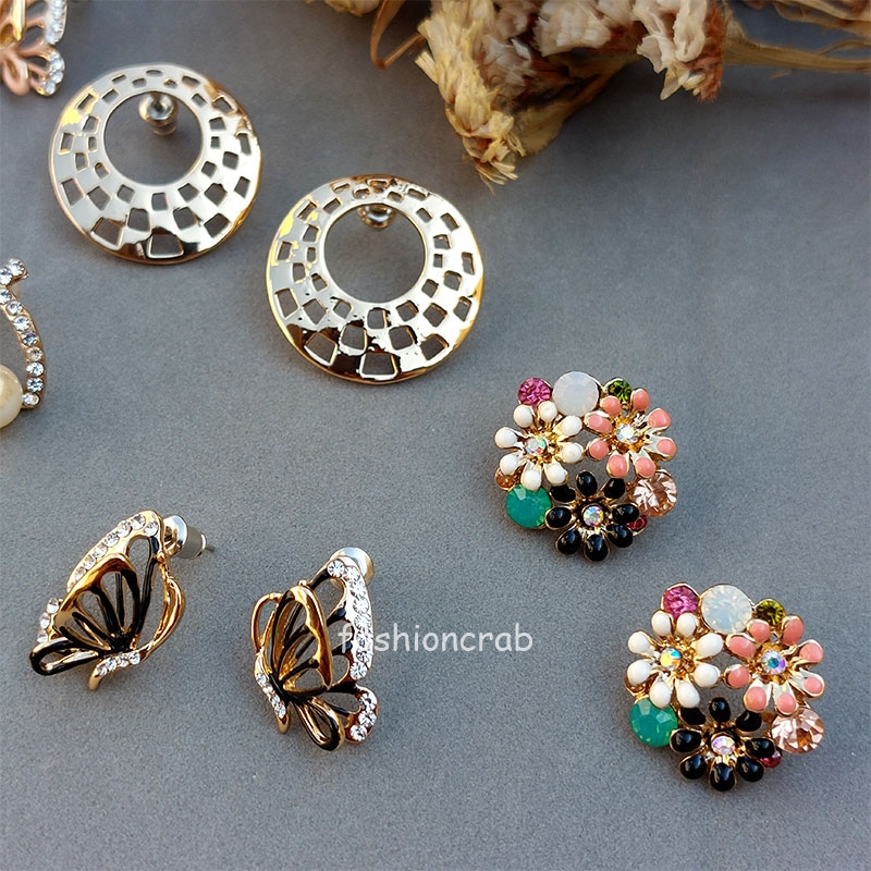Earrings Combo Set of 6 - Assorted Stud Earrings | FashionCrab.com