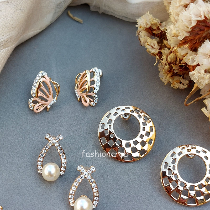 Earrings Combo Set of 6 - Assorted Stud Earrings | FashionCrab.com