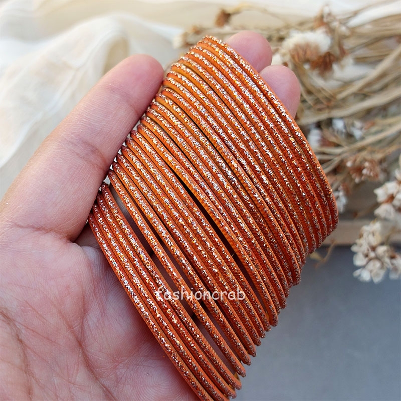 Orange Metal Bangles for Women