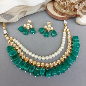 Kareena Green Kundan Jewellery Set FashionCrab