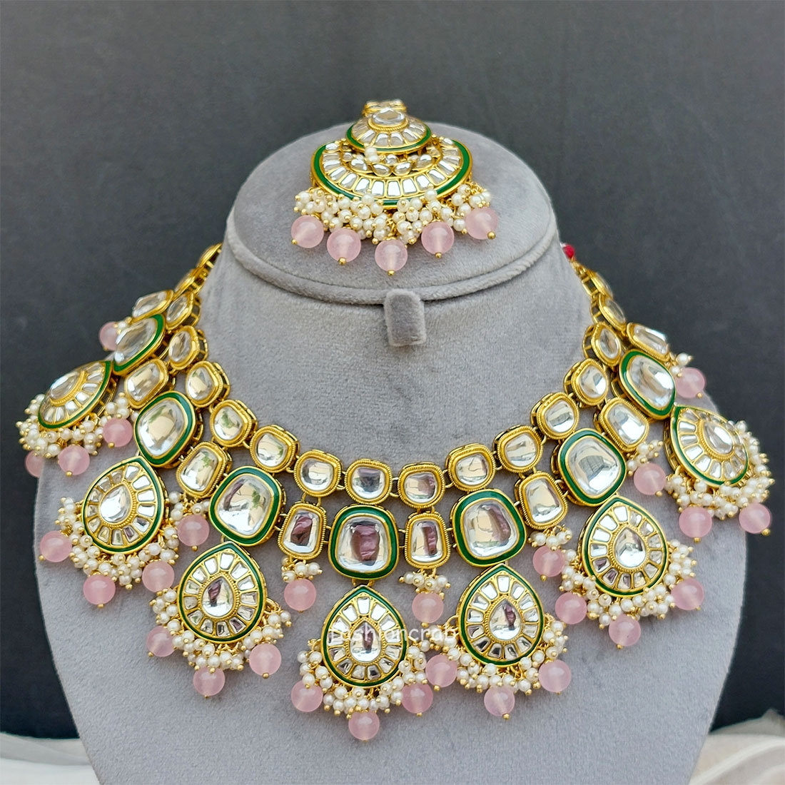 Pink Wedding Jewellery Set for Bride | FashionCrab.com