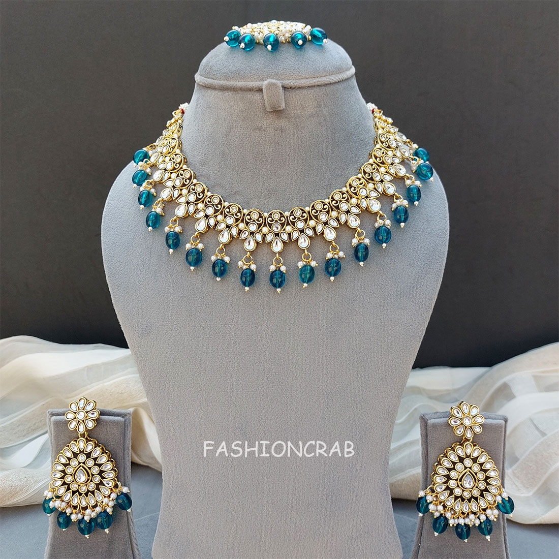 Blue colour jewellery set store