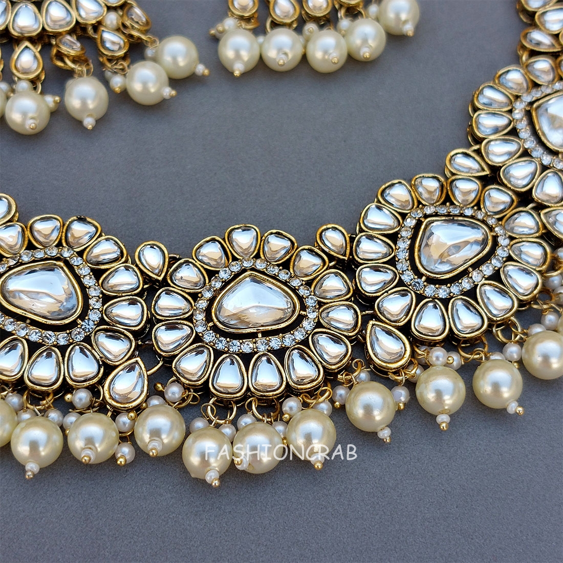 Monika Pearl Necklace and Earring Set - White | FashionCrab.com
