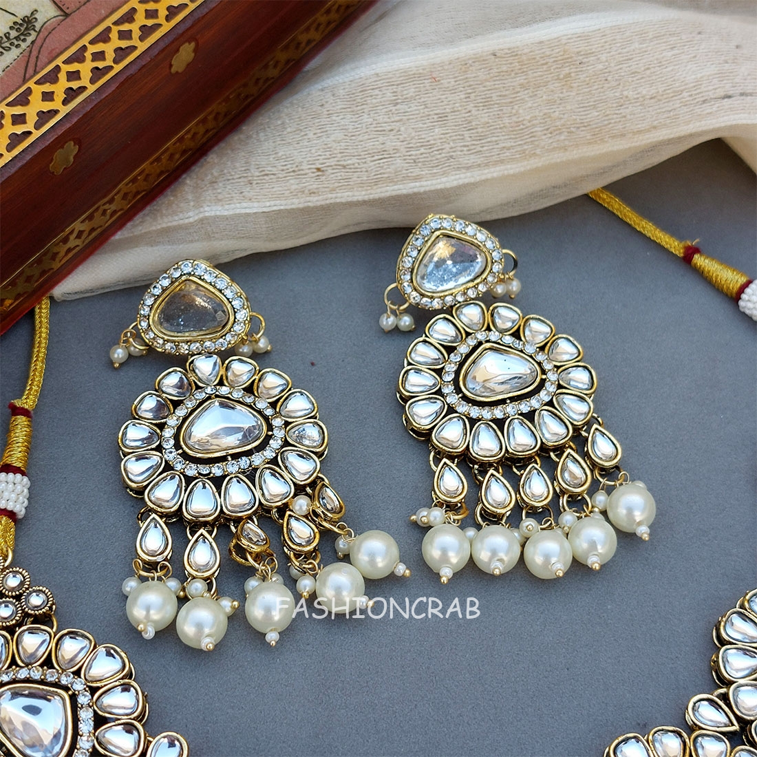 Monika Pearl Necklace and Earring Set - White | FashionCrab.com