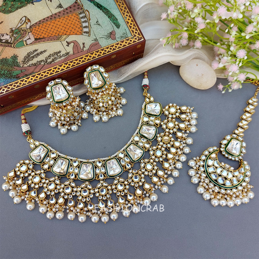 Neesha Traditional Jewellery Set - White | FashionCrab.com
