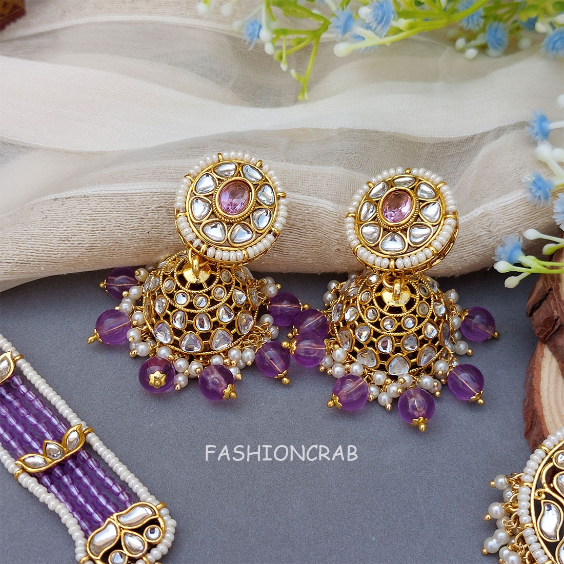 Rani Long Jewellery Set - Lavender | FashionCrab.com