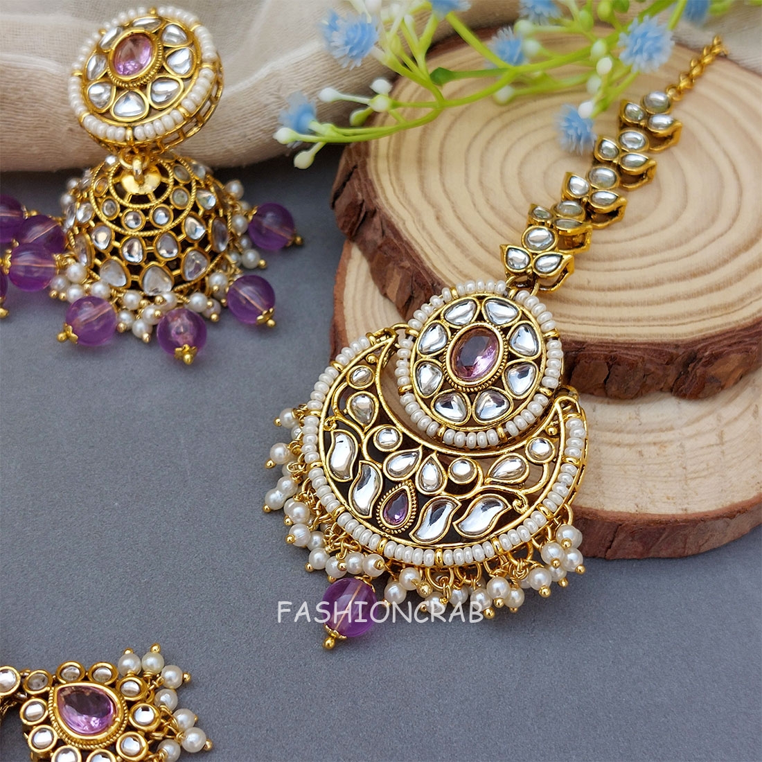 Rani Long Jewellery Set - Lavender | FashionCrab.com