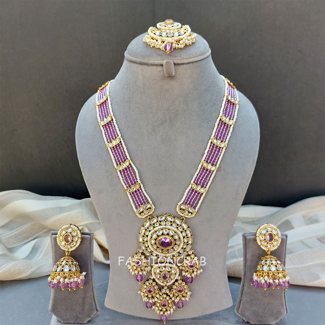 Rani Long Jewellery Set - Lavender | FashionCrab.com